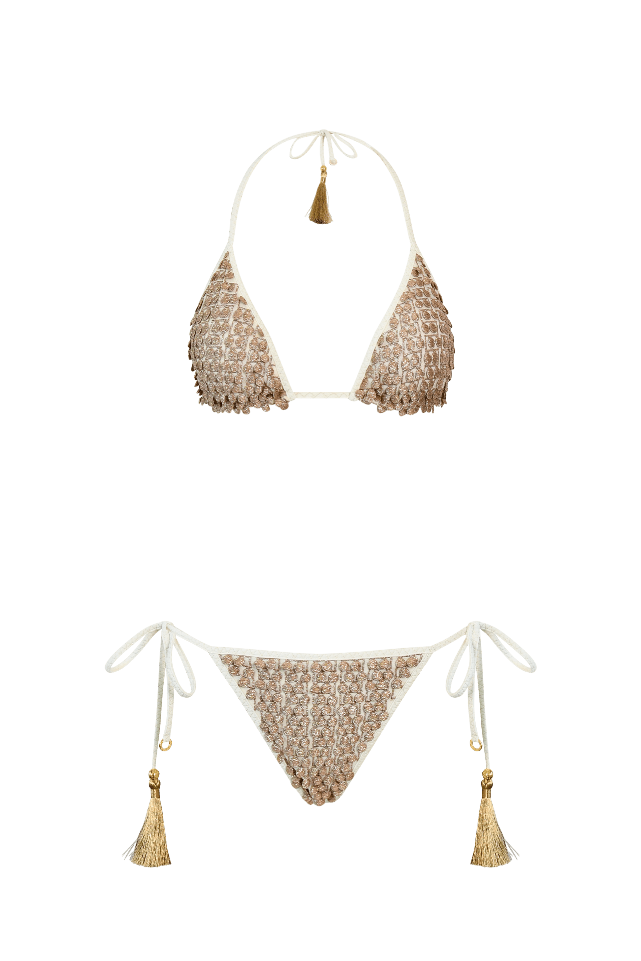 HANNE BLOCH POM POM TRIANGLE BIKINI IVORY